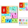 Wooden Puzzle Jigsaw Blocks Shape Pre-school Block Puzzles for Toddlers ...