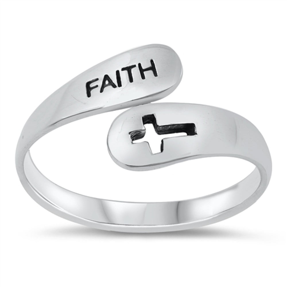 Oxidized Sterling Silver Faith Cross Ring Size 10 - Walmart.com