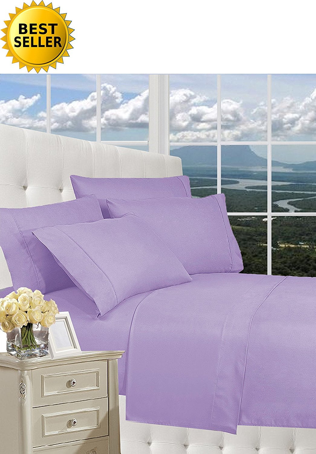 Elegant Comfort High Quailty 4-PC Sheet , Full Lilac - Walmart.com