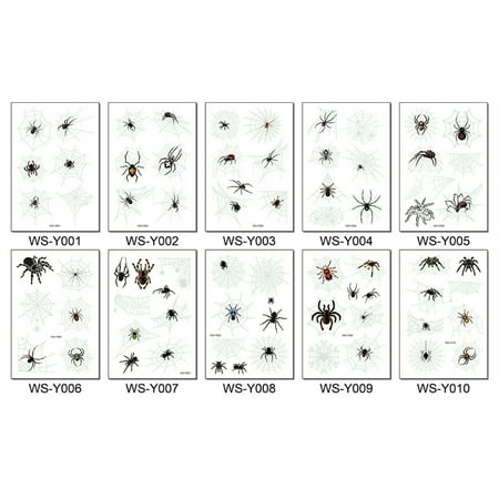 10 Pieces Stickers 3D Spider Embellishment Removable Funny Transfer ...