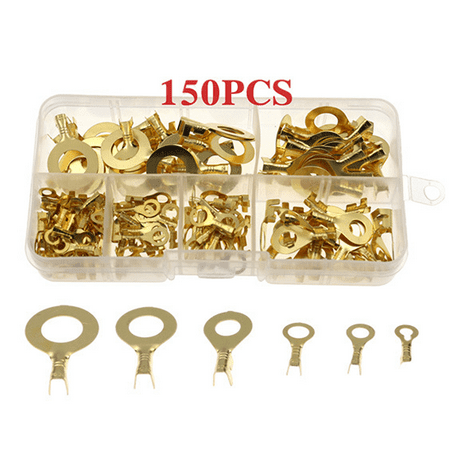 SHARKDOOK 150 Pcs Electrical Ring Brass Crimp Cable Connector Wire ...
