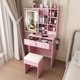 Small Makeup Vanity Desk with LED Mirror, 3 Lighting Modes, Built-in ...