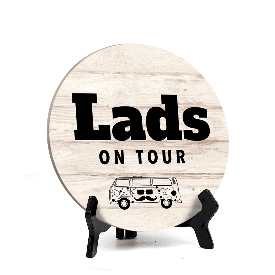 Signs ByLITA Circle Round Lads On Tour Table Sign Light Wood (5x5 ...