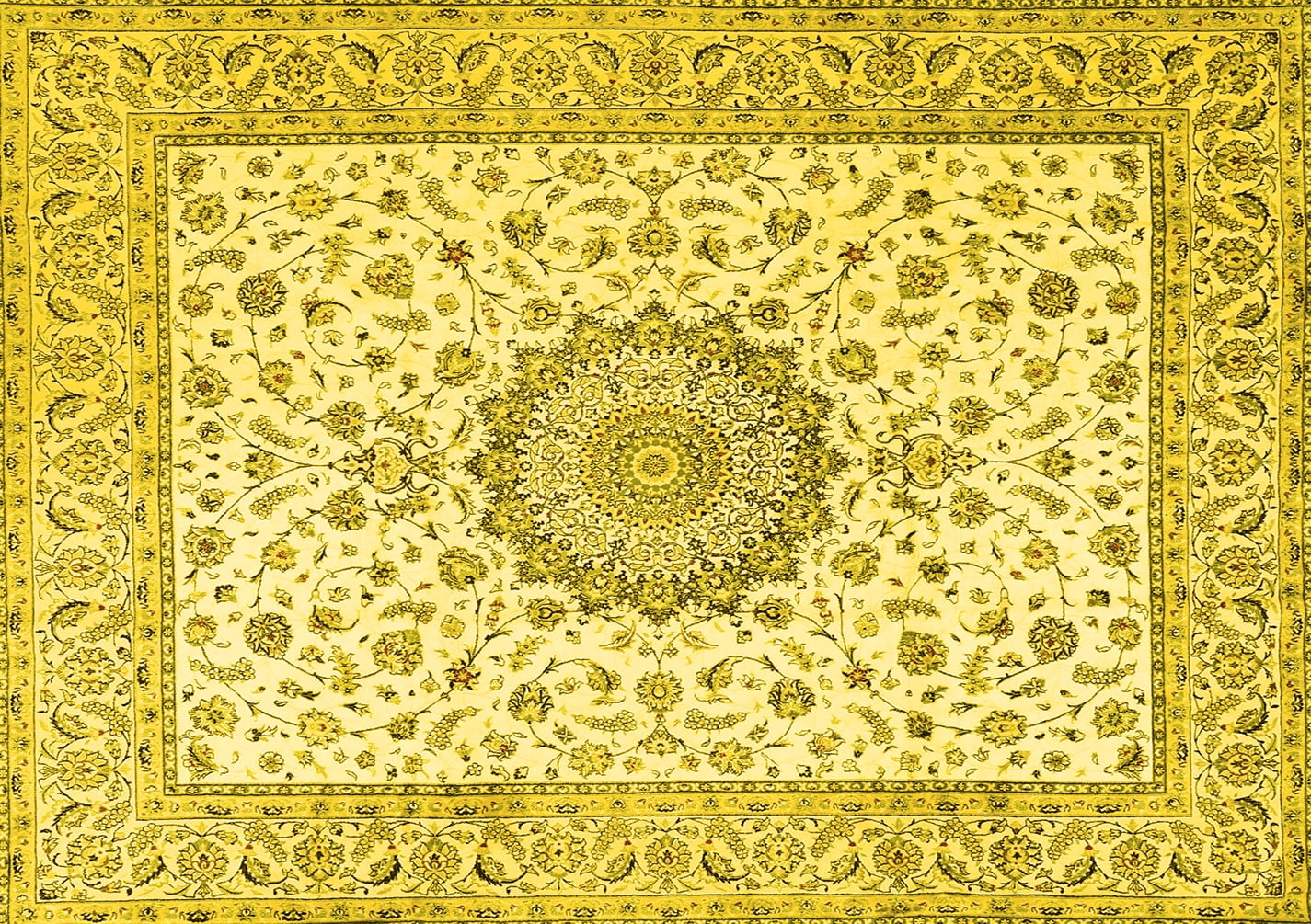 Ahgly Company Machine Washable Indoor Rectangle Medallion Yellow ...