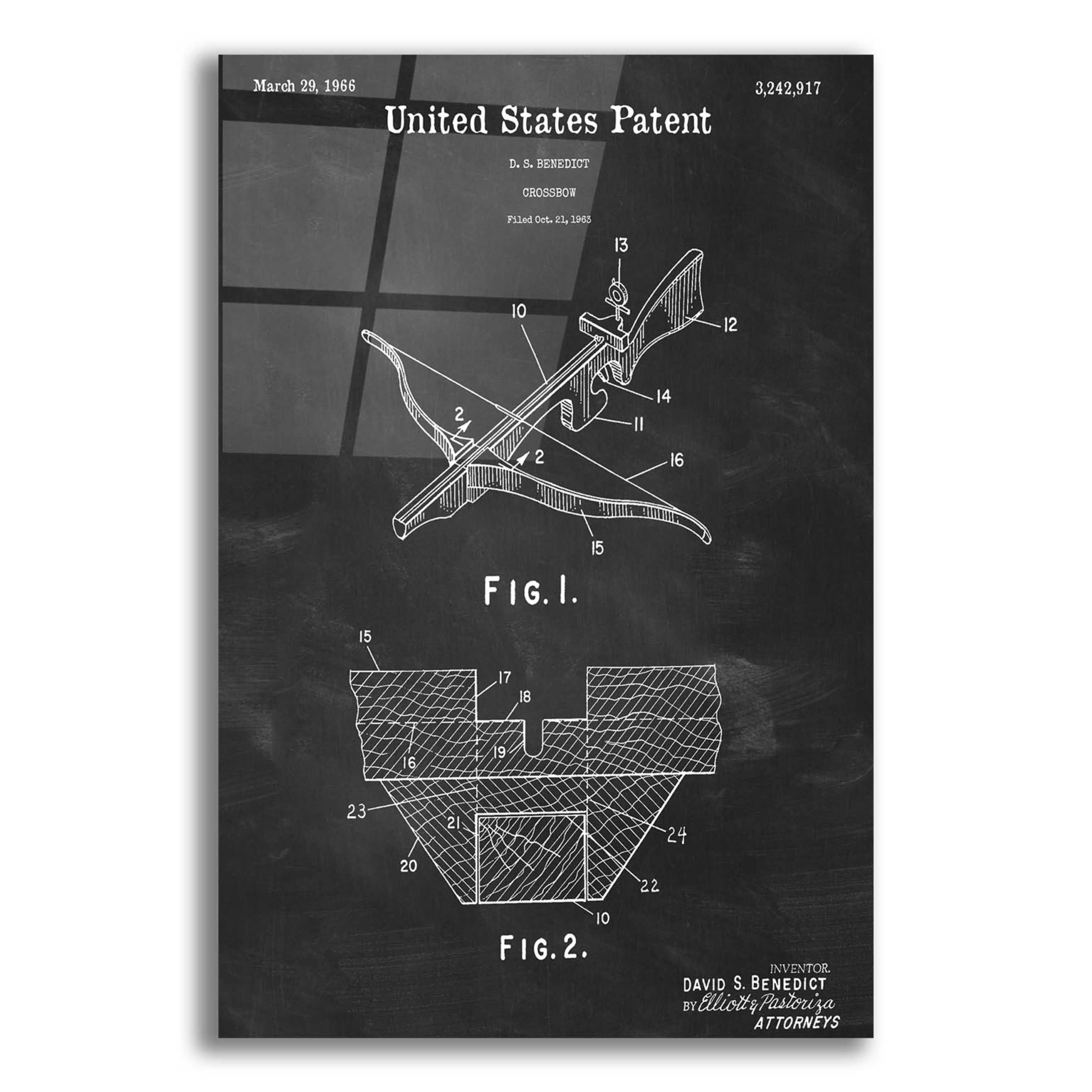 Epic Art 'Crossbow Blueprint Patent Chalkboard,' Acrylic Glass Wall Art ...