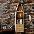 Wooden Boat Decor with Shelf Drawer Hanging Wood Boat for Wall, Rustic ...