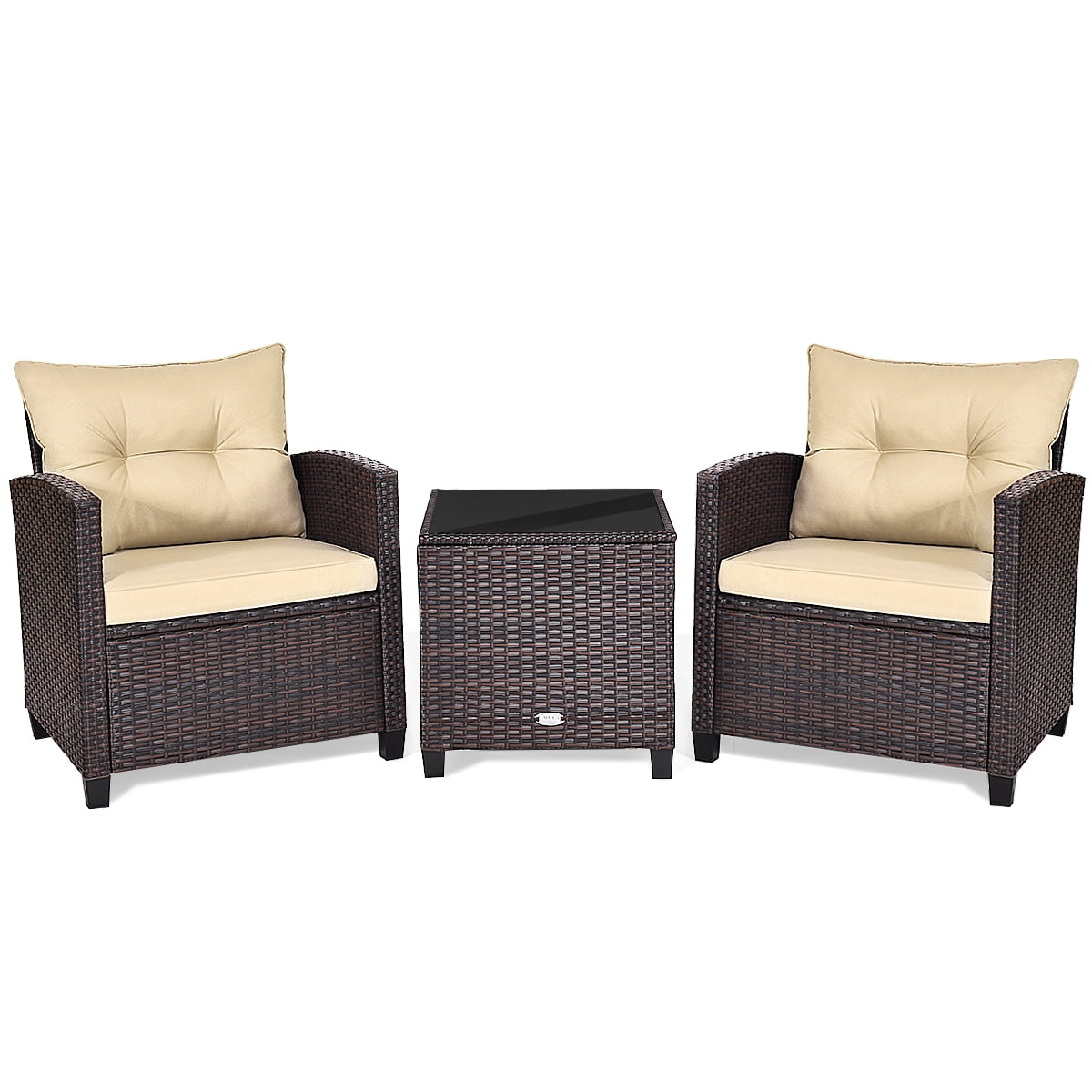 Click here for Patiojoy Outdoor 3 Pieces Wicker Cushioned Convers... prices