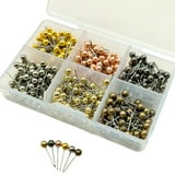 HICESS 480/500Pcs Push Pin with Clear Plastic Box Metallic Color Round ...