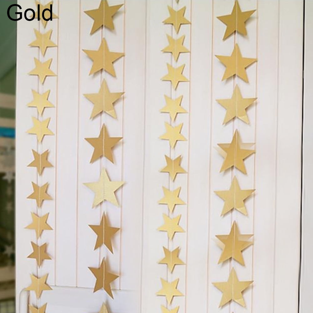 HEVIRGO 4m Romantic Stars Paper Garland Banner Bunting Wedding Baby ...