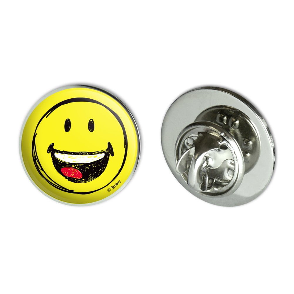 Smiley Smile Happy Sketchy Mouth Tongue Yellow Face Metal 0.75" Lapel ...