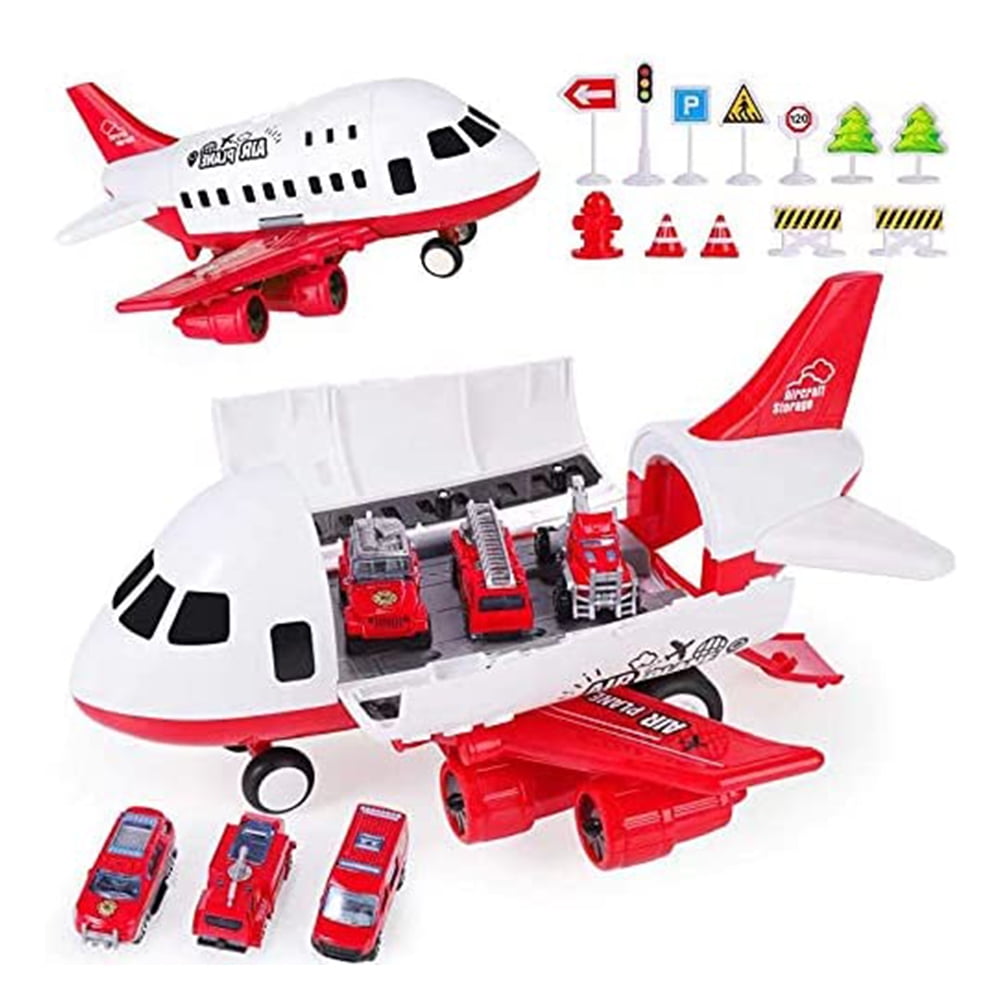 CJC Airplane Car Toy Set, Educational Vehicles Fire Fighting Car Set, 6 ...