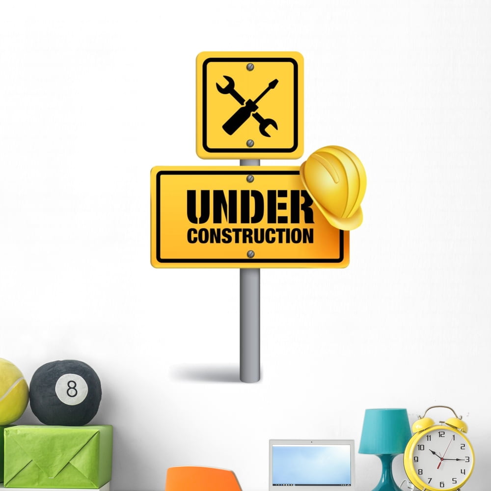 Under Construction Sign White Wall Decal by Wallmonkeys Peel and Stick ...