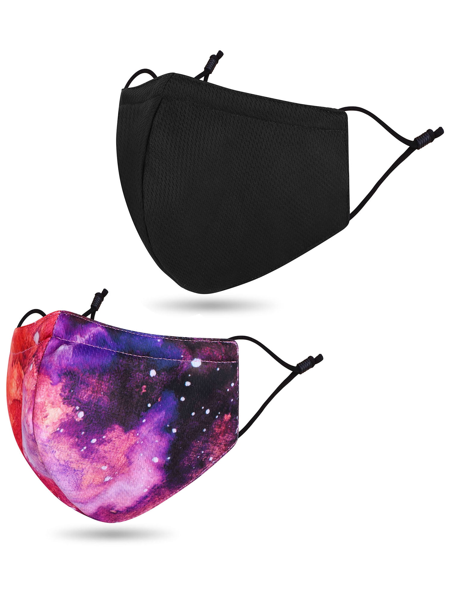 Cloth Face Mask Reuseable Washable Fabric Mask,2 Pack Black/Galaxy Red ...