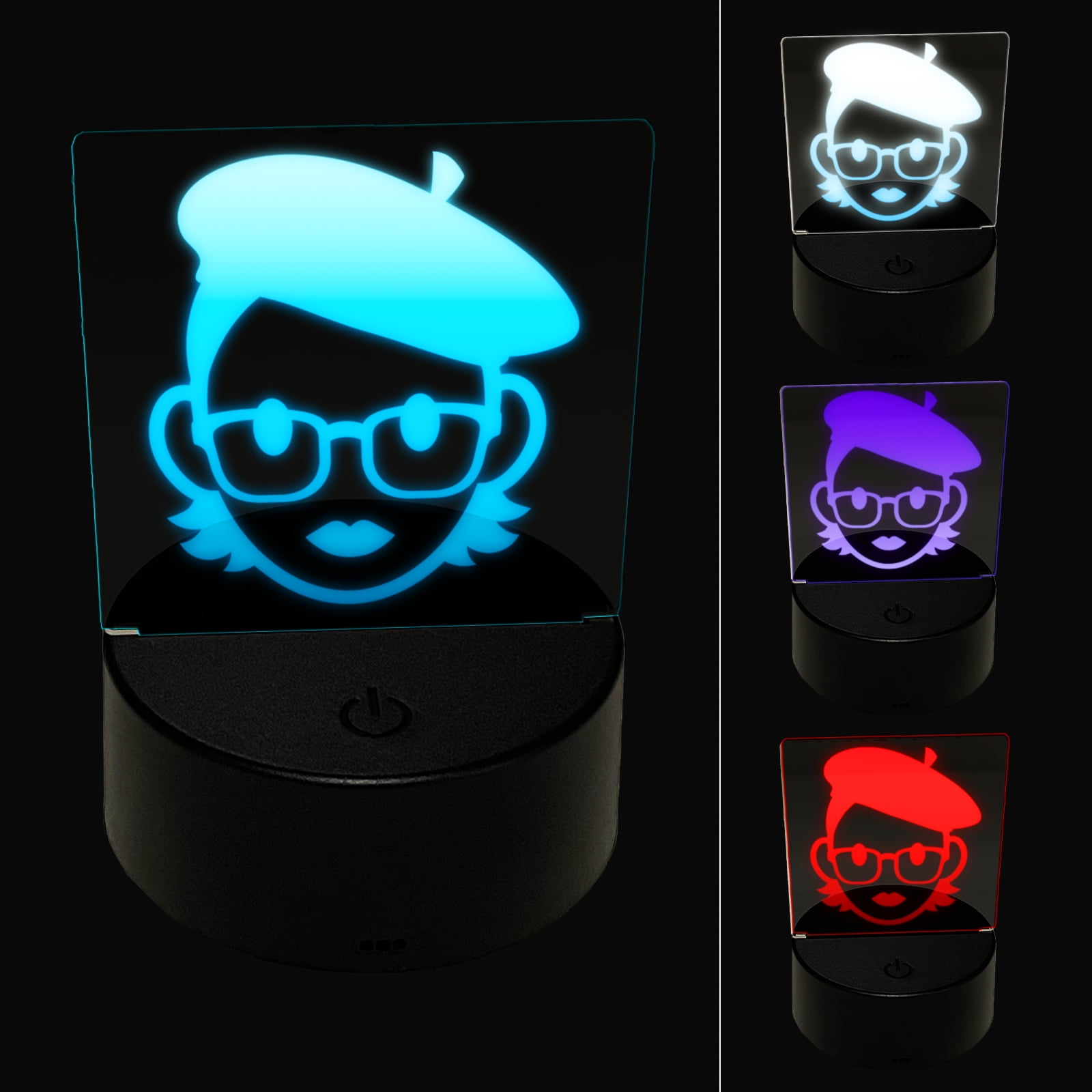 Artist Woman Icon LED Night Light Sign 3D Illusion Desk Nightstand Lamp ...