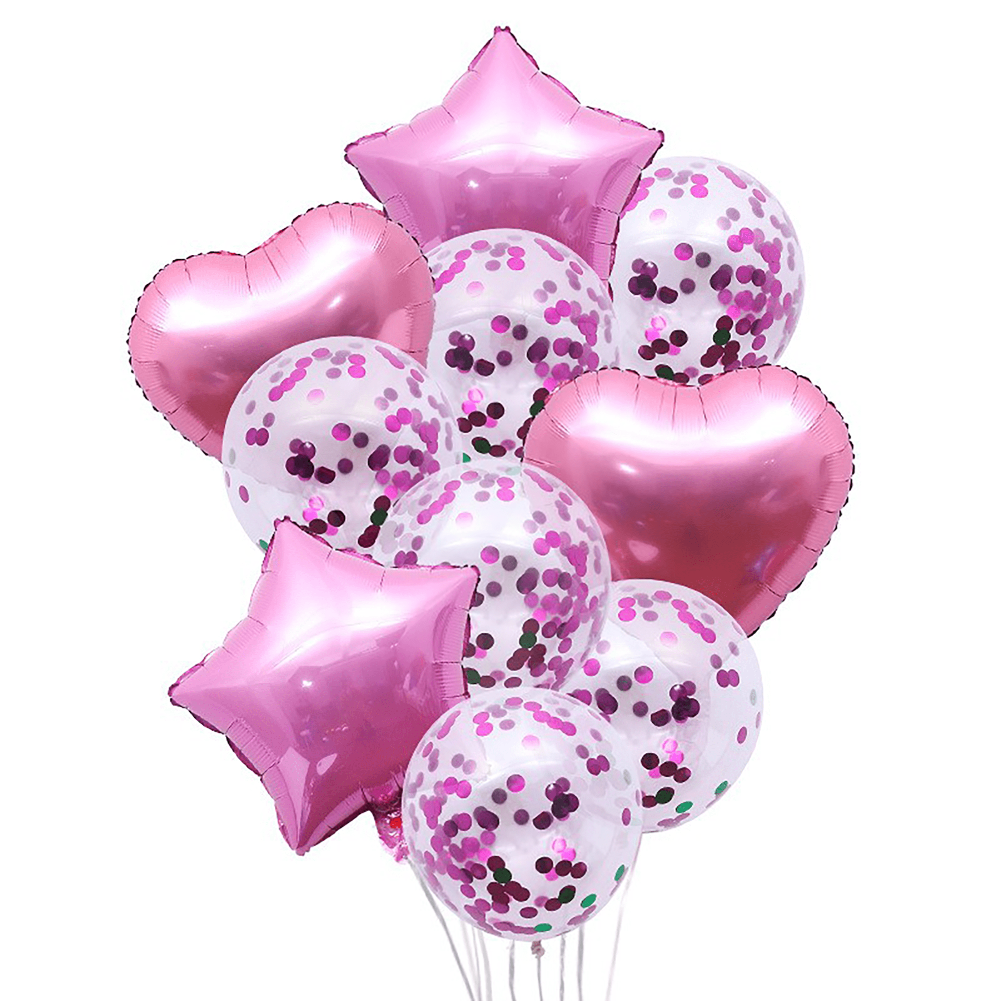 Pink Balloons Set Party Confetti Balloons Heart Stars Balloons Set ...