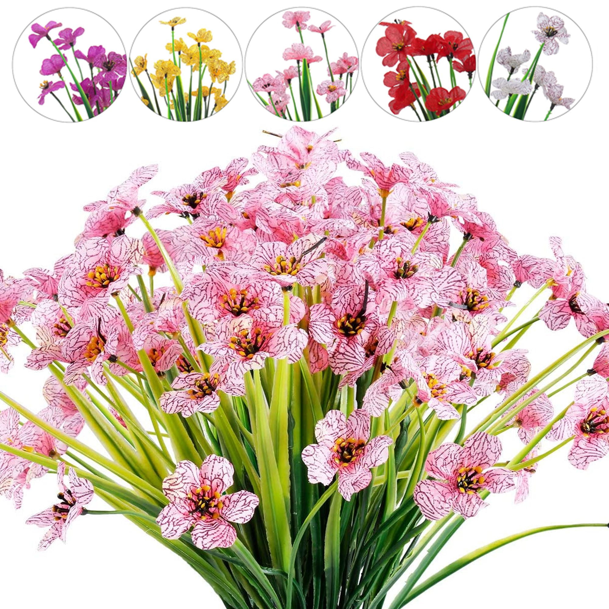 Luxtrada 12 Bundles Artificial Flowers Outdoor UV Resistant Fake ...