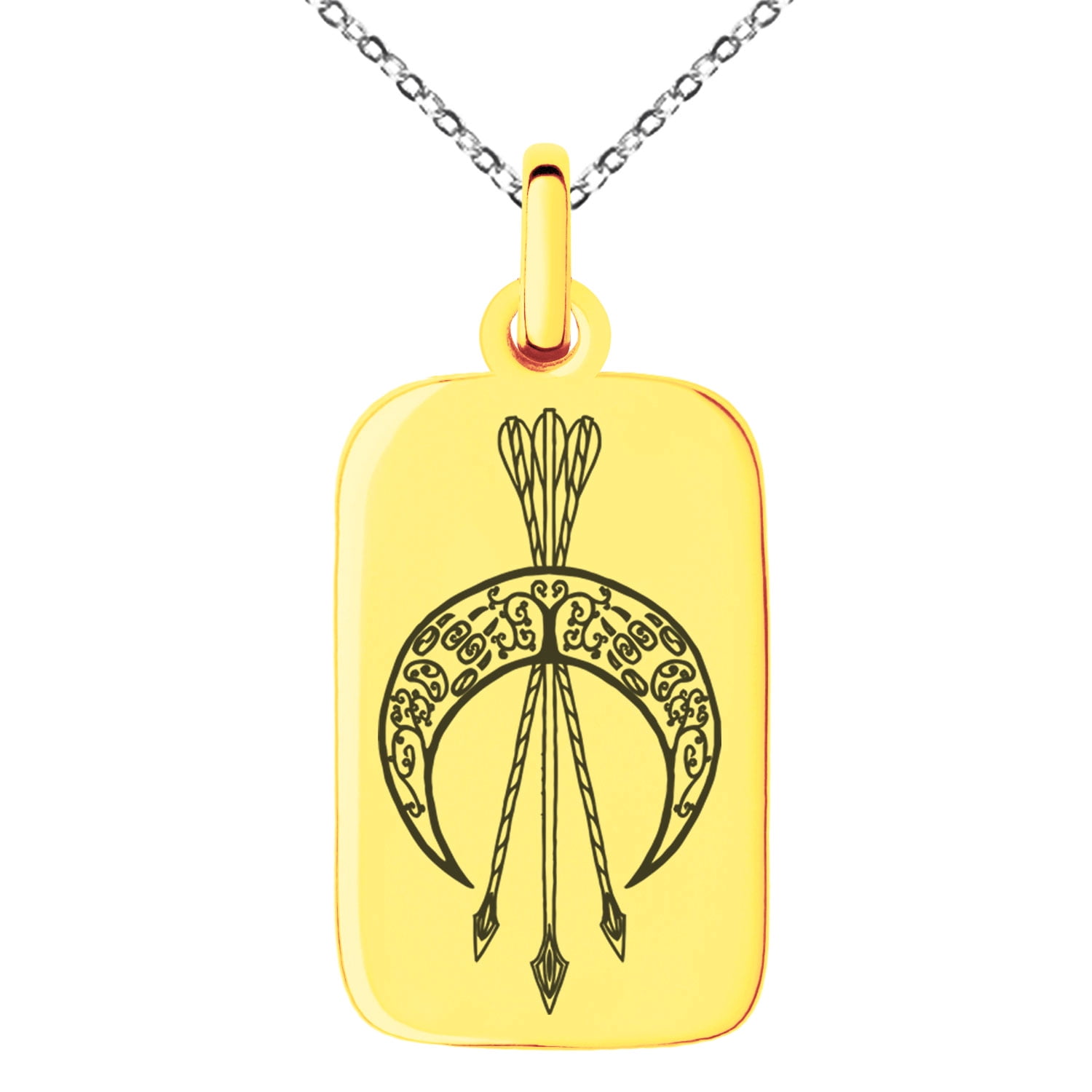 Stainless Steel Artemis Greek Goddess of Moon Engraved Small Rectangle ...
