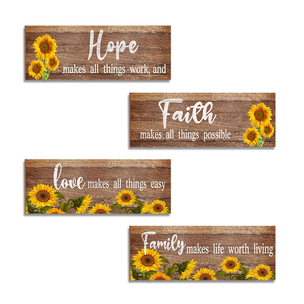 4 Pieces Sunflower Welcome Wooden Sunflowers Front Porch Door Plaque ...