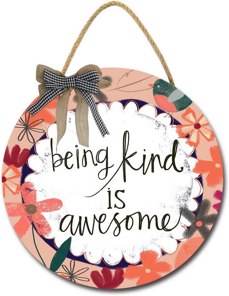 Eveokoki 11" Being Kind Is Awesome Sign for Front Door Outside Funny ...