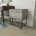 DecMode Black Metal Deep Set Wire Basket Storage Cart with Wheels and ...