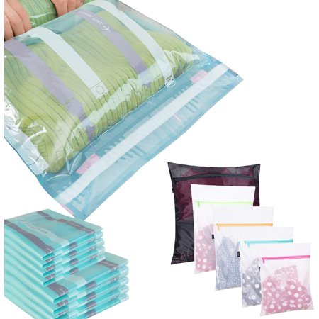 Set of 5 Laundry Bags+Set of 8 Roll Up Vacuum Compression Bags ...