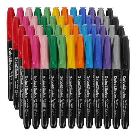 Dabo&Shobo Wet Erase Markers, 48-count Smudge-Free Markers, 12 colors ...