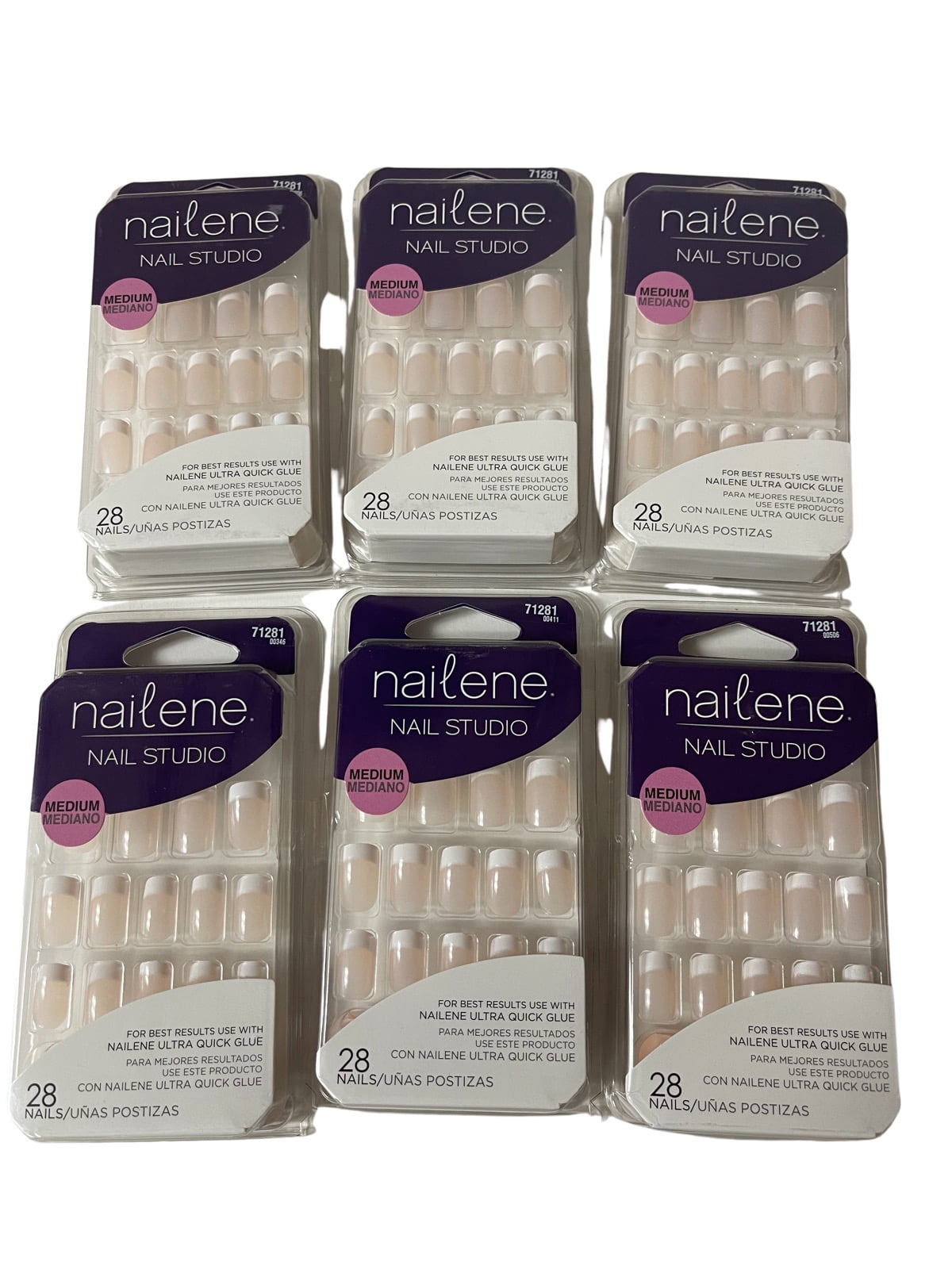 Nailene Nail Studio French Nails Medium Length 71281 - 6 Pack - Walmart.com