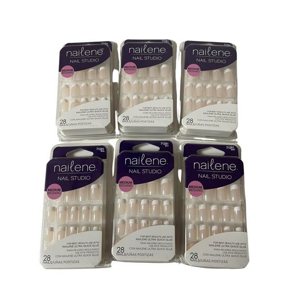 Nailene Nail Studio French Nails Medium Length 71281 - 6 Pack - Walmart.com