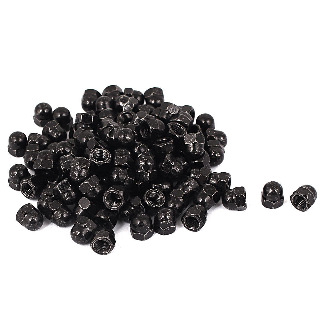 Uxcell M5 Thread Dia. Carbide Steel Dome Head Cap Acorn Hex Nuts Black ...