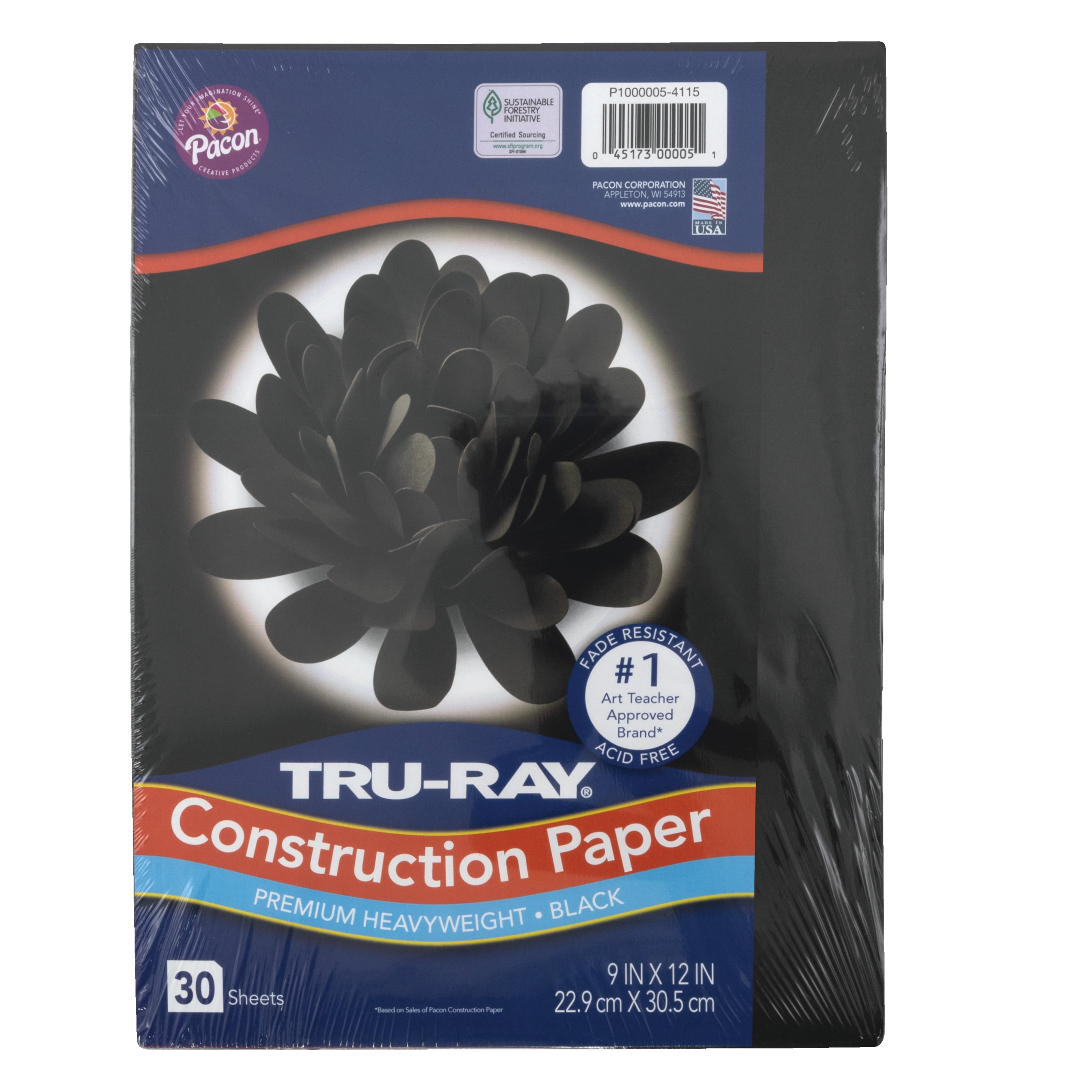 Tru-Ray 9 in x 12 in Construction Paper, Black, 30 Sheets - Walmart.com