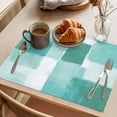 Aqua White Cotton Linen Placemats Set of 1, Graffiti Art Mottled ...