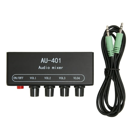 4 In 1 Out Mixer, Safe Bass Treble Control 3.5mm Stereo Mixer DC 5V-12V ...