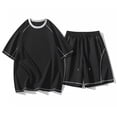 Men's Moisture Wicking Track Suits 2 Piece Outfits Casual Short Sleeve ...
