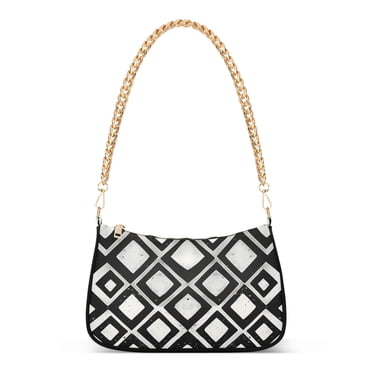 Black and off-white checkerboard pattern handbag Ladies Shoulder Bag ...