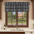 Black Grid 2 Panels Kitchen Valance, Minimalist Pitch Black Plaid ...