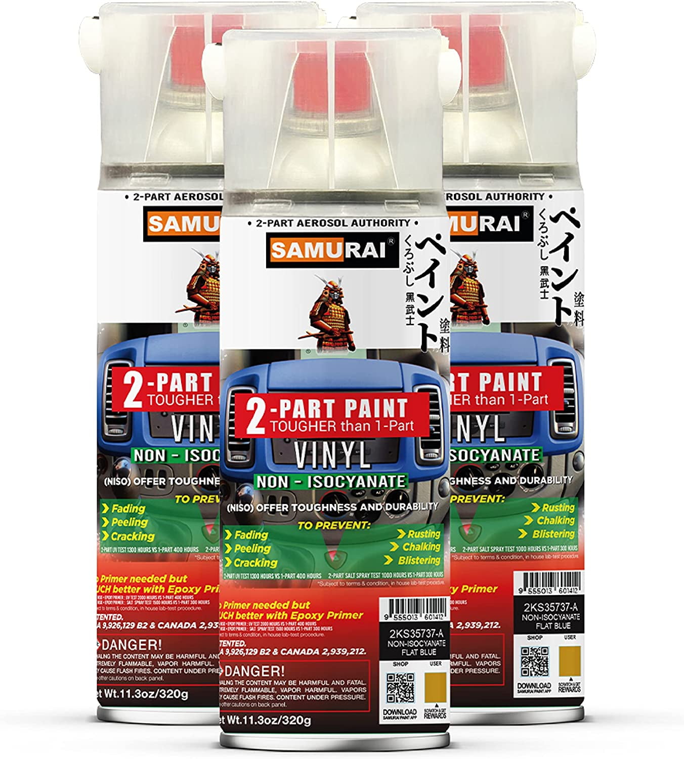 Samurai 2-Part Non-Isocyanate (NISO) Spray Paint for Car Vinyl - 11.3 ...