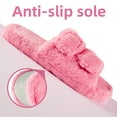 Somdot Women's Fuzzy Slippers Plush Velcro Open Toe Slides Cozy Thick ...