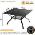 37.8 Inch Square Outdoor Table for 4, Heavy Duty Black Powder Coated ...