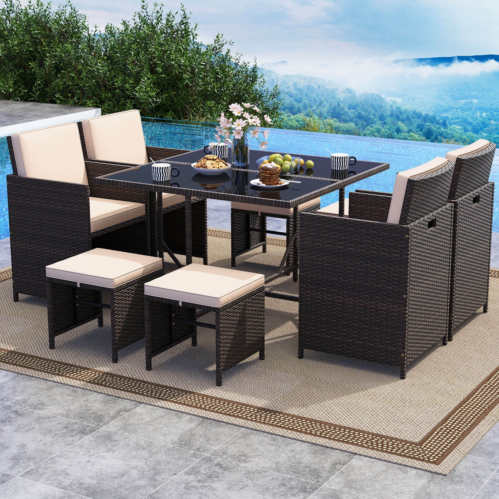 Click here for Costway 9 Pcs Patio Dining Set With Tempered Glass... prices