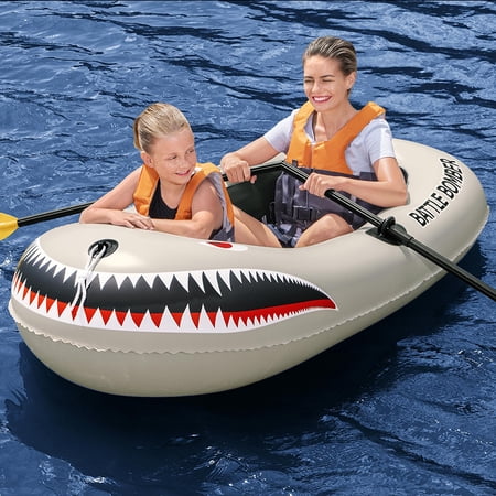 2-Person Inflatable Boat Set, PVC Float Fishing Boat with 49" Aluminum ...
