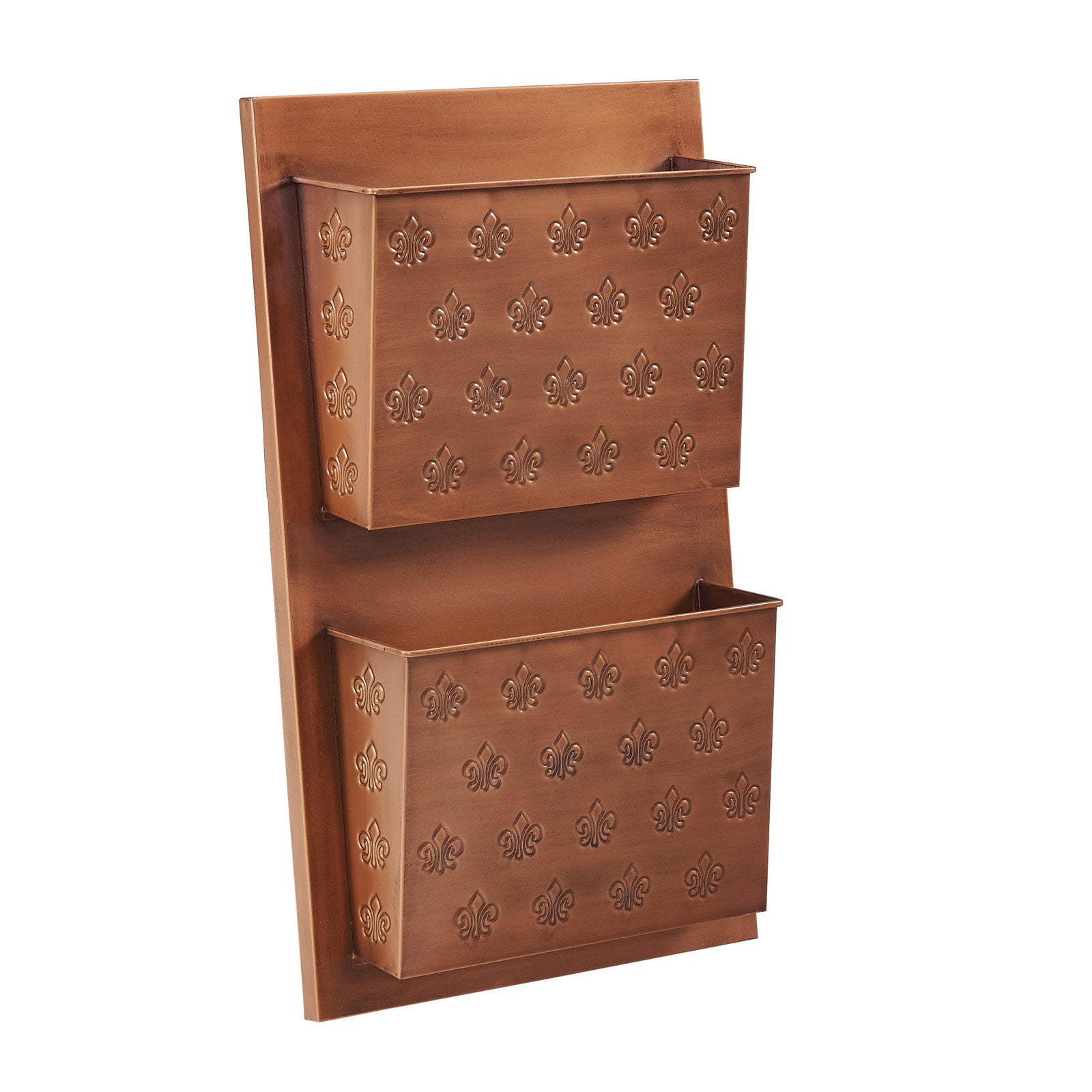 Linon Two Slot Wall Mailbox, Copper, Fleur-de-lis, Assembled - Walmart.com