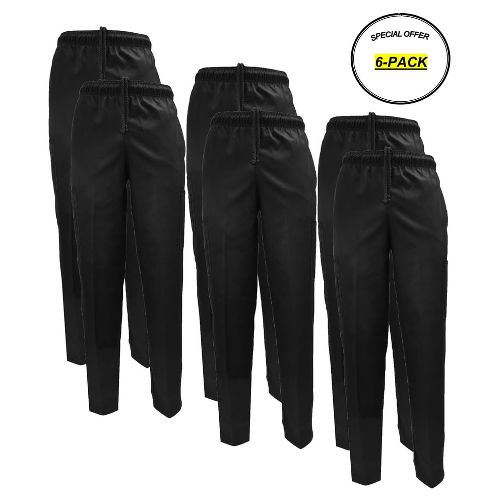 NATURAL UNIFORMS BLACK CHEF PANTS QUANTITIES OF 1,3 AND 6 AVAILABLE ...