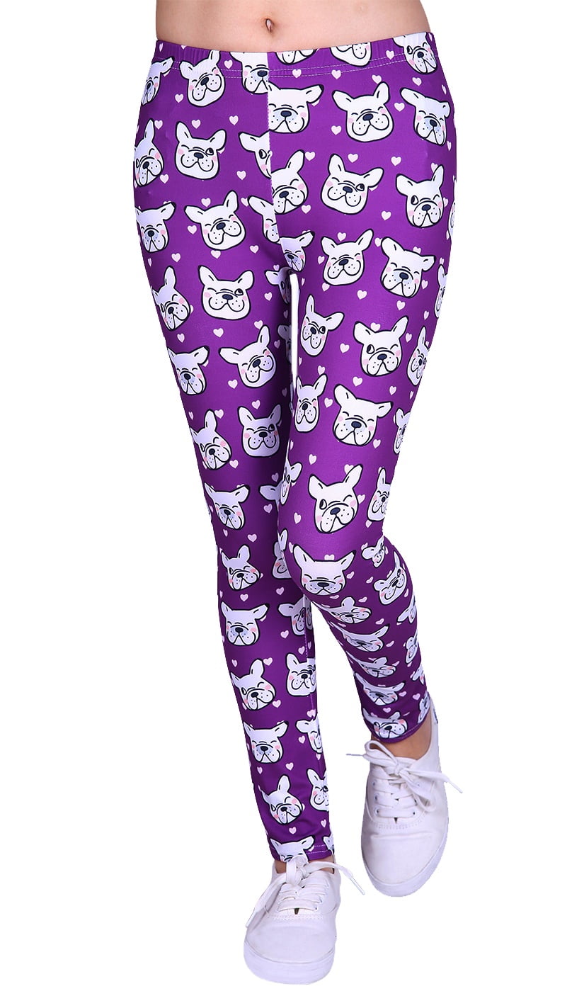 HDE Cute Dog Leggings for Tween Girls Kids Puppy Print Bottoms ...