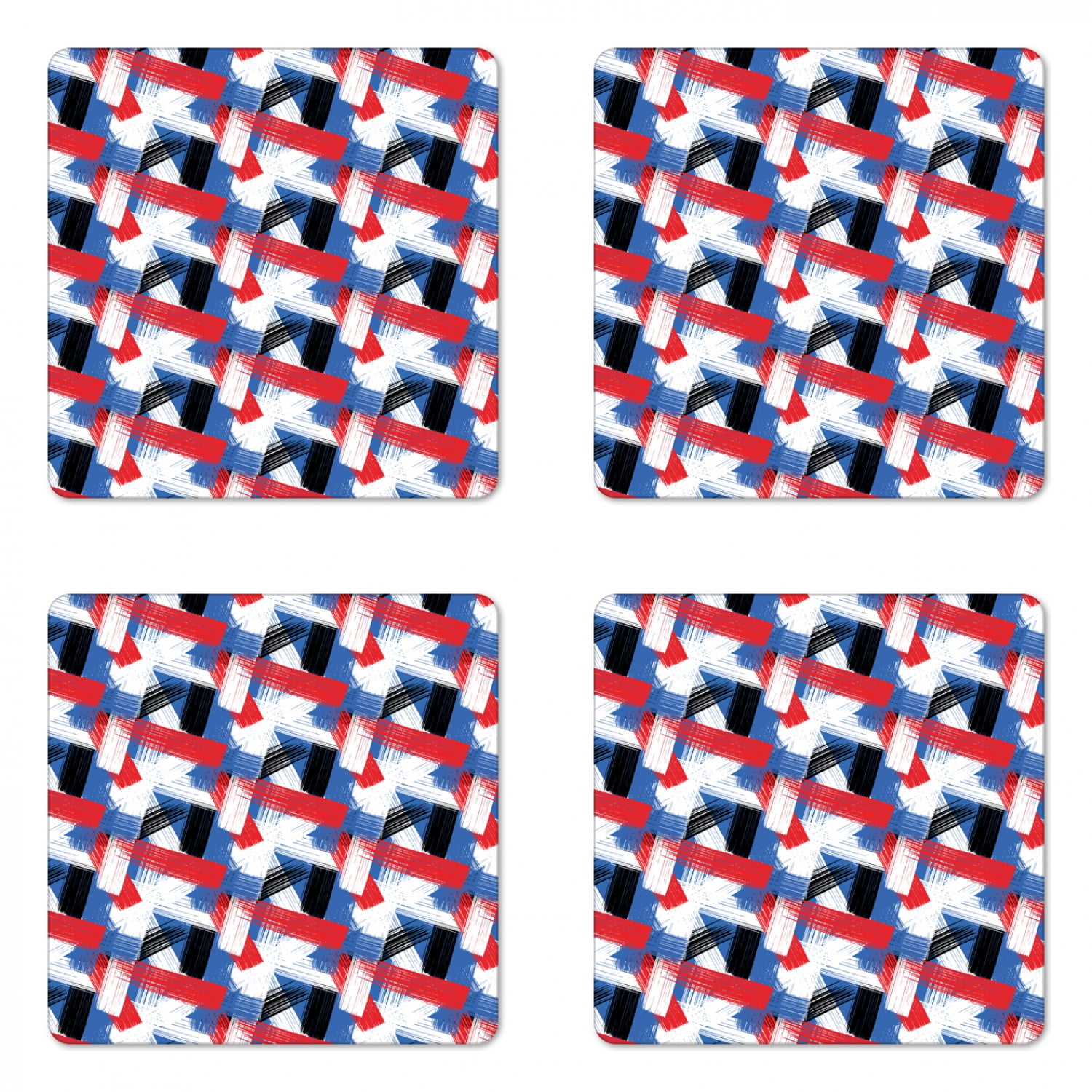 Abstract Coaster Set of 4, Geometric Grunge Bold Stripes with ...