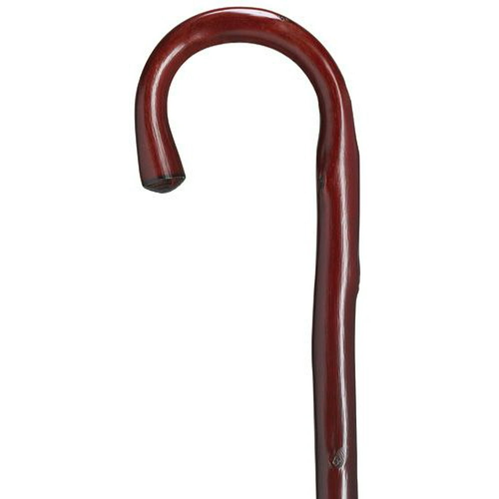 Walking Cane Men Round Nose Crook Cane Burgundy Red Genuine Chestnut ...