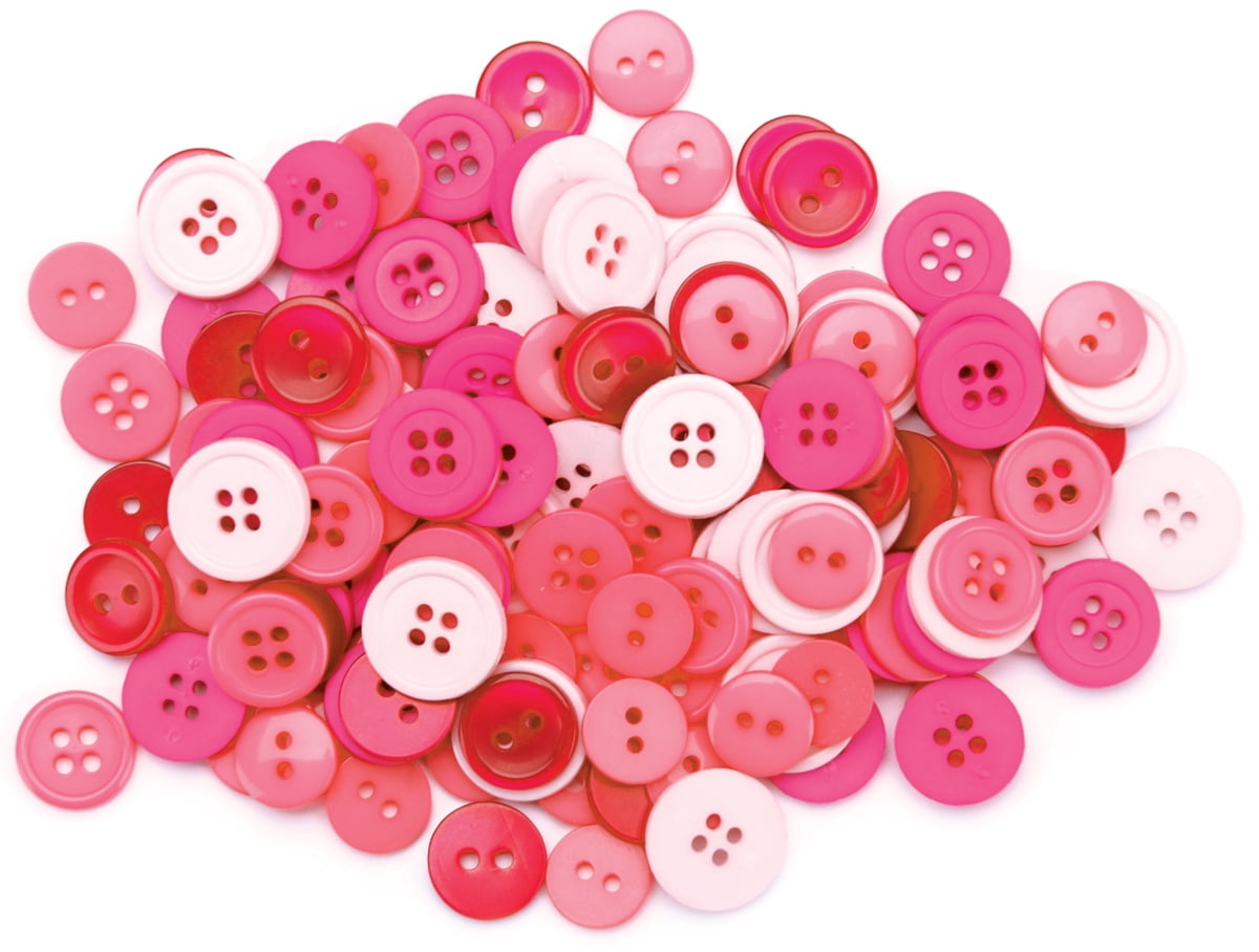 Favorite Findings Basic Buttons Assorted Sizes, 130/Pkg, Pink - Walmart.com