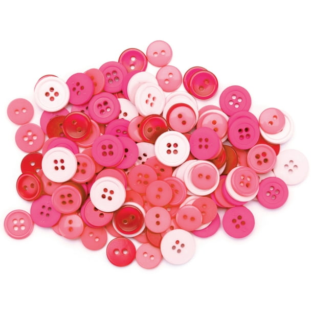Favorite Findings Basic Buttons Assorted Sizes, 130/Pkg, Pink - Walmart.com