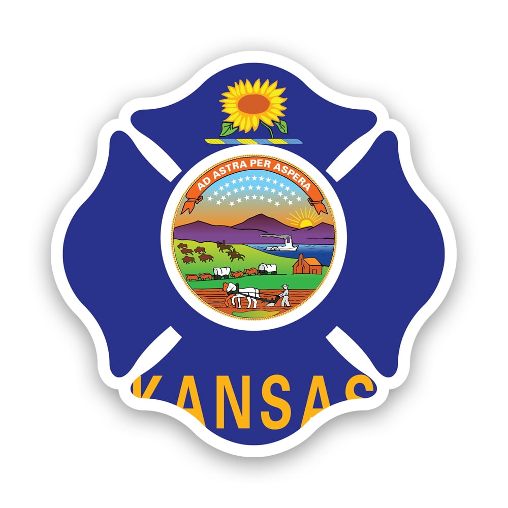 Kansas State Maltese Cross Shaped Sticker Decal - Self Adhesive Vinyl ...
