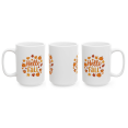 Hello Fall Coffee Mug 15 oz – Autumn Pumpkin & Leaves Design – White ...
