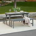Walker Edison Wooden Picnic Table with Umbrella Hole, Multiple Colors ...